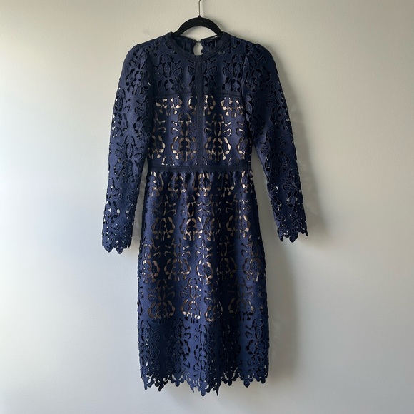 Zara | Dresses | Zara Navy Blue Lace Dress | Poshmark